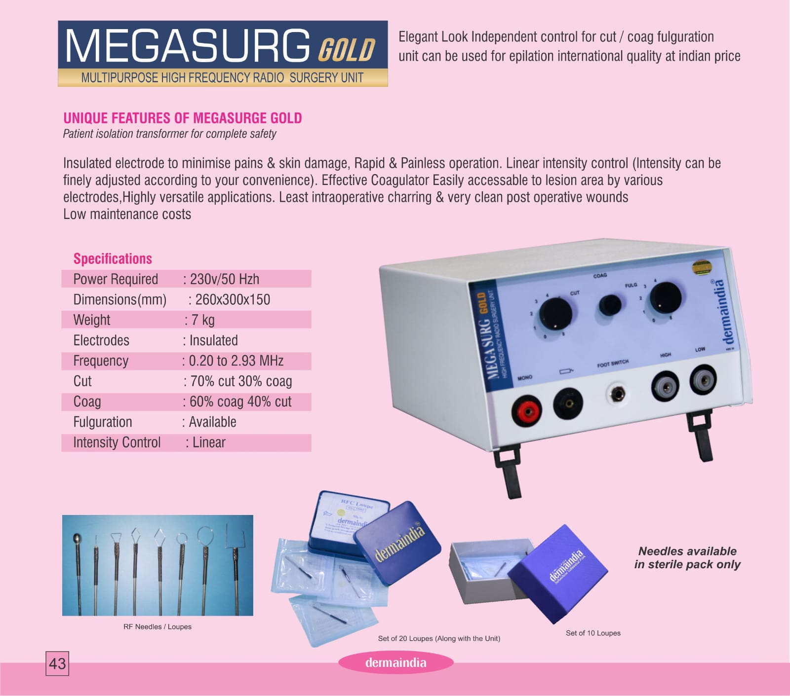 DermaIndia Megasurg Gold High Frequency Radio Cautery Unit With ...